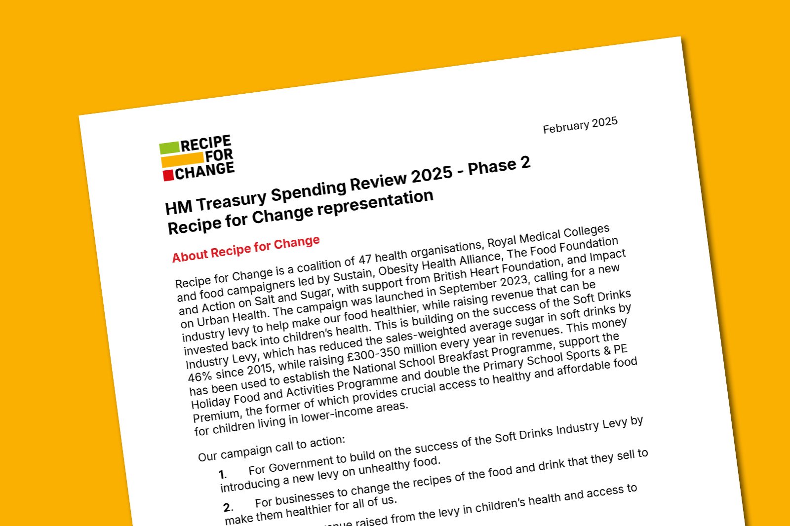 Recipe for Change representation to the Comprehensive Spending Review ...